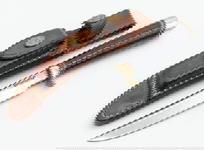 Vtg Randall Model 7 4 1/2in Fisherman Hunter Knife