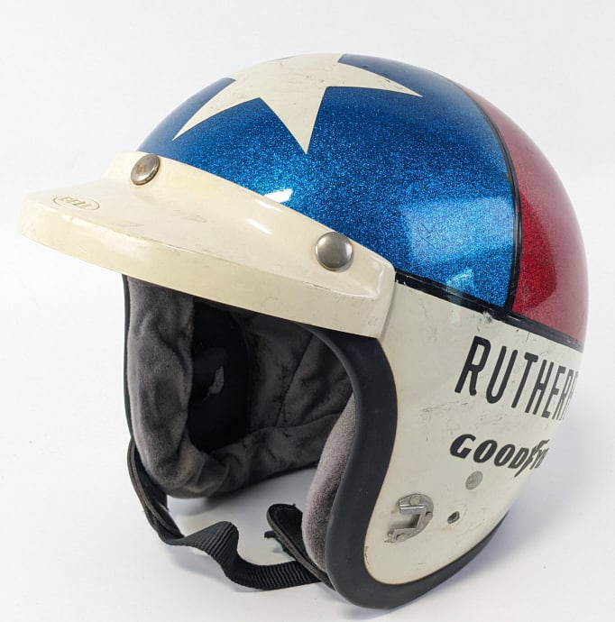 Johnny Rutherford's 1970s Open Face Bell Helmet Auction