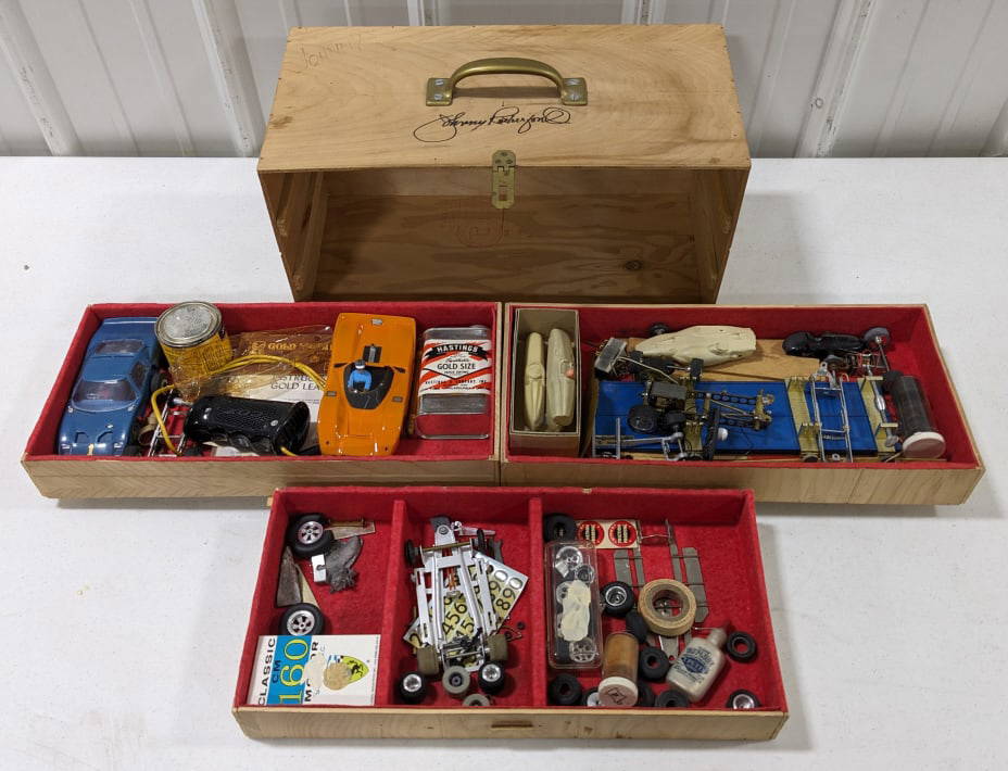 Johnny Rutherford's Slot Car Tool Box And Cars Auction
