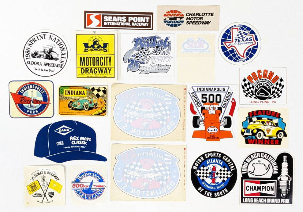 (20) Vintage Racing Decals Auction