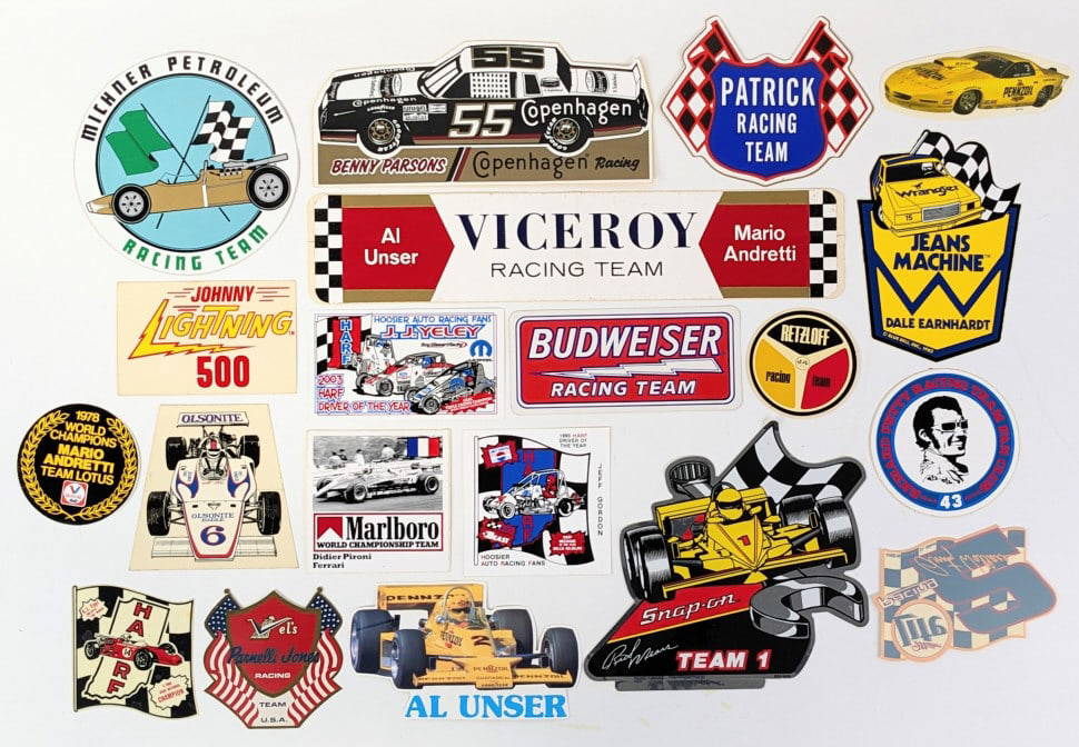 (20) Vintage Racing Decals Auction