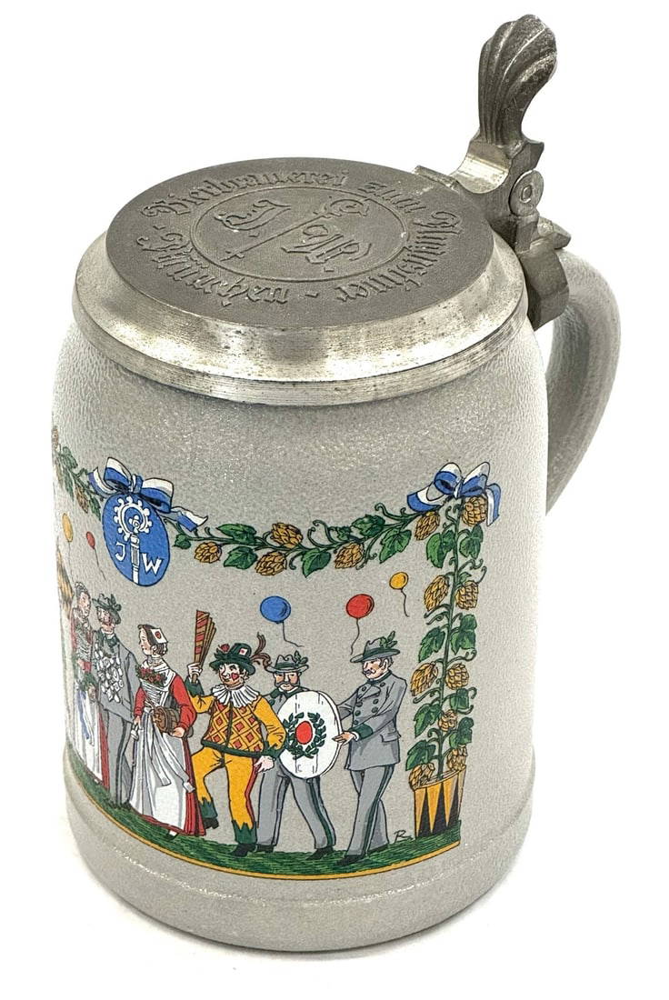 German Augustiner Brewery Stein With Matching Metal Lid Auction