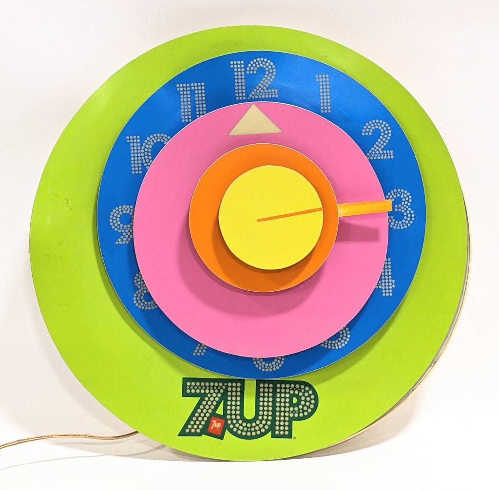 Vintage 7-up Peter Max Lighted Advertising Clock Auction