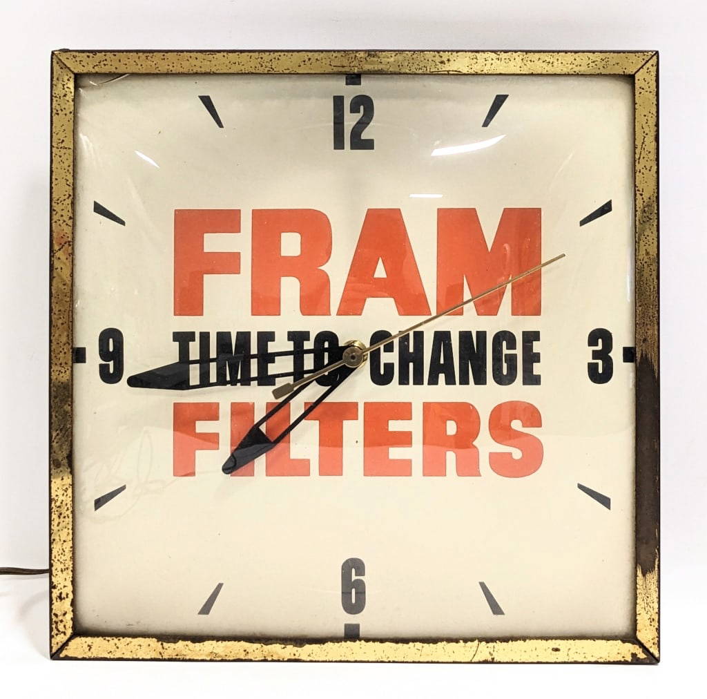 Vintage Fram Filters Advertising Clock Auction