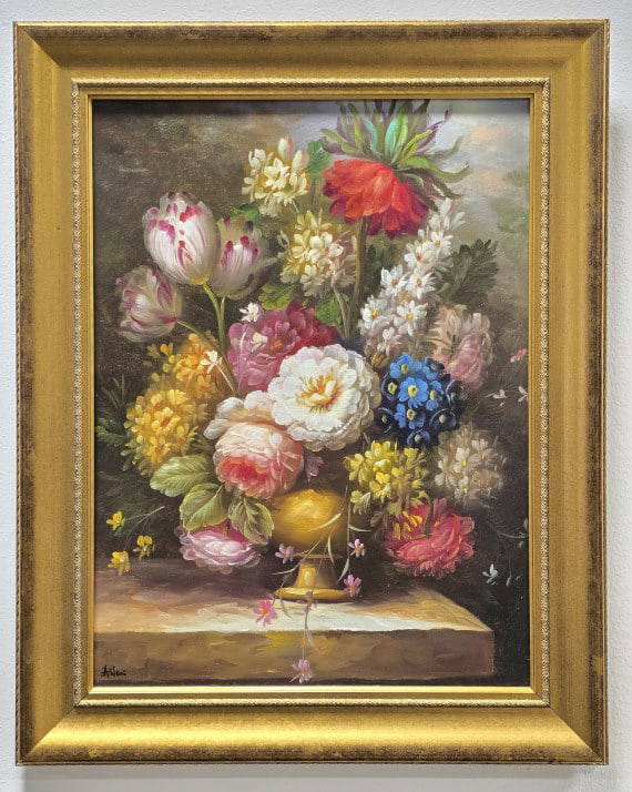 Andrew Weissman Flower Bouquet Oil On Canvas Auction