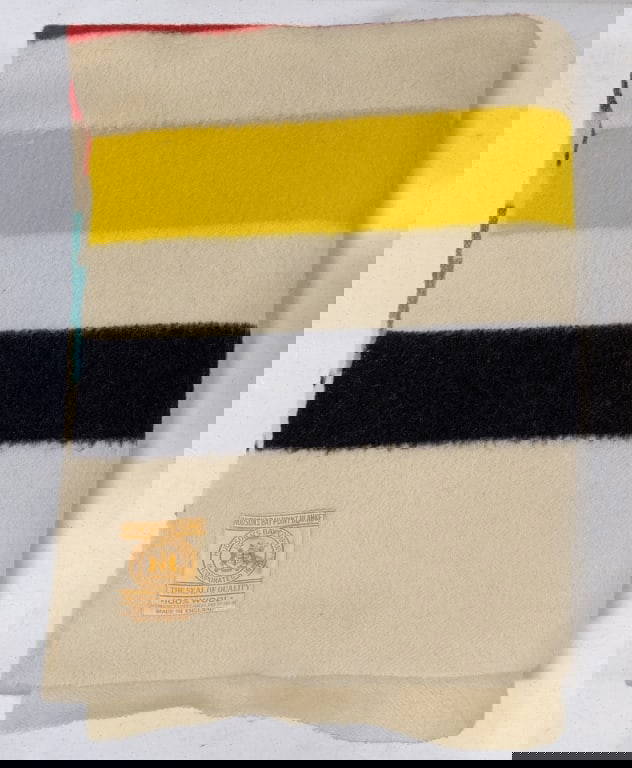 Vintage Hudsons Bay 4-point Trapper Wool Blanket Auction