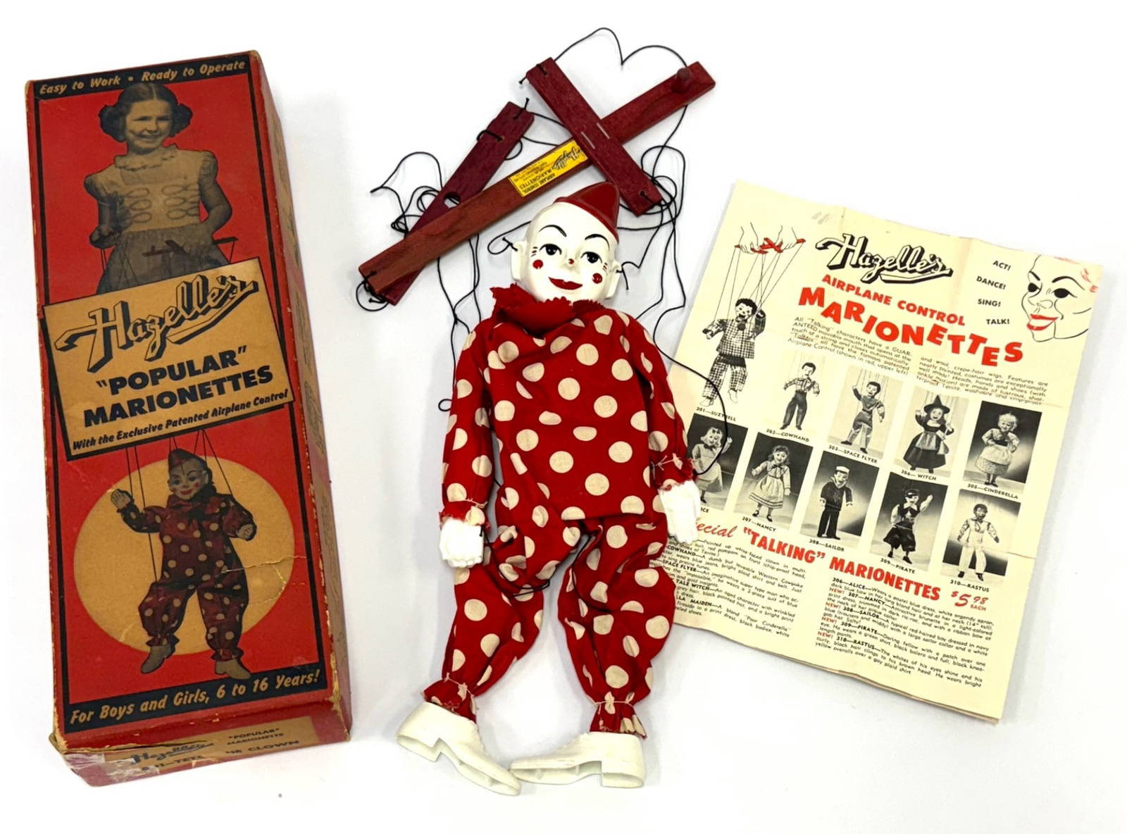 Vtg. Hezelle's Popular Marionette Puppet Teto The Clown #801 With Box ...