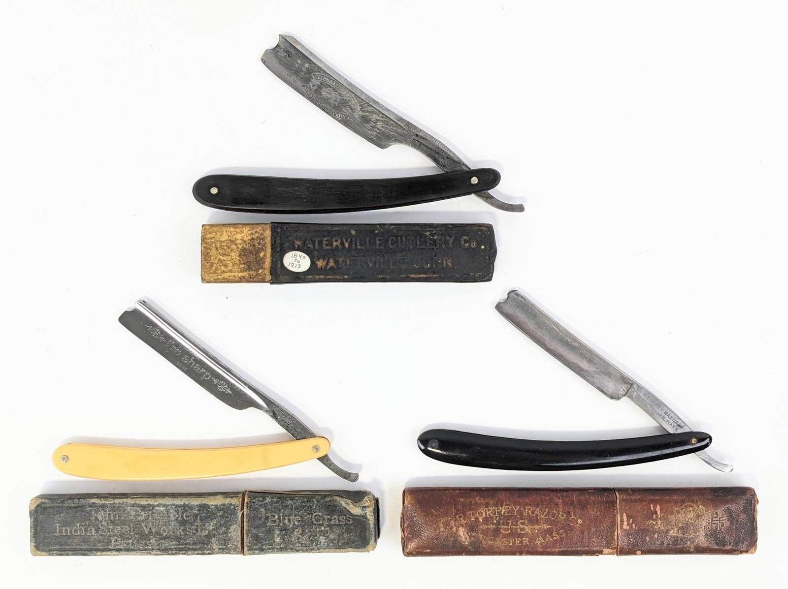 (3) Various Brand Antique Straight Razors W/ Boxes Auction