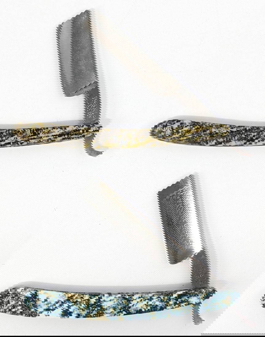 Lee & Devon Mfg. Co. Marbled Plastic Handle Straight Razors Auction