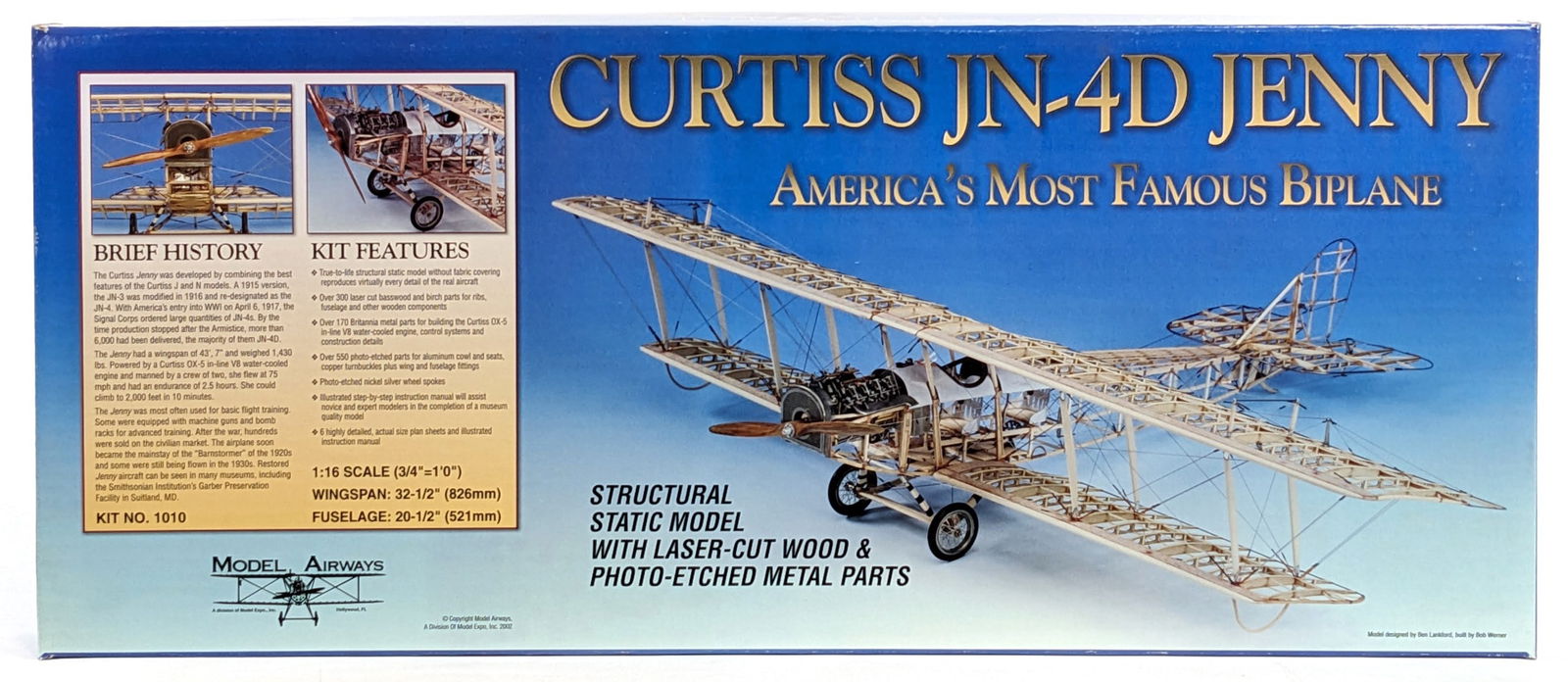 1/16 Model Airways Curtiss Jn-4d Jenny Famous Biplane Model Kit - Nib ...