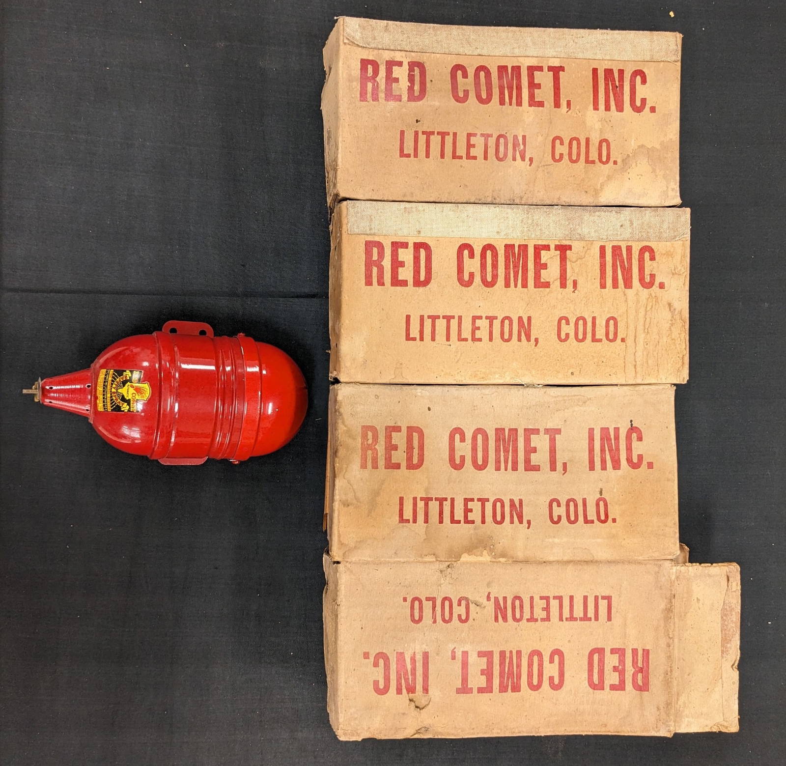 (4) Antique Red Comet Automatic Fire Extinguishers W/ Boxes Auction