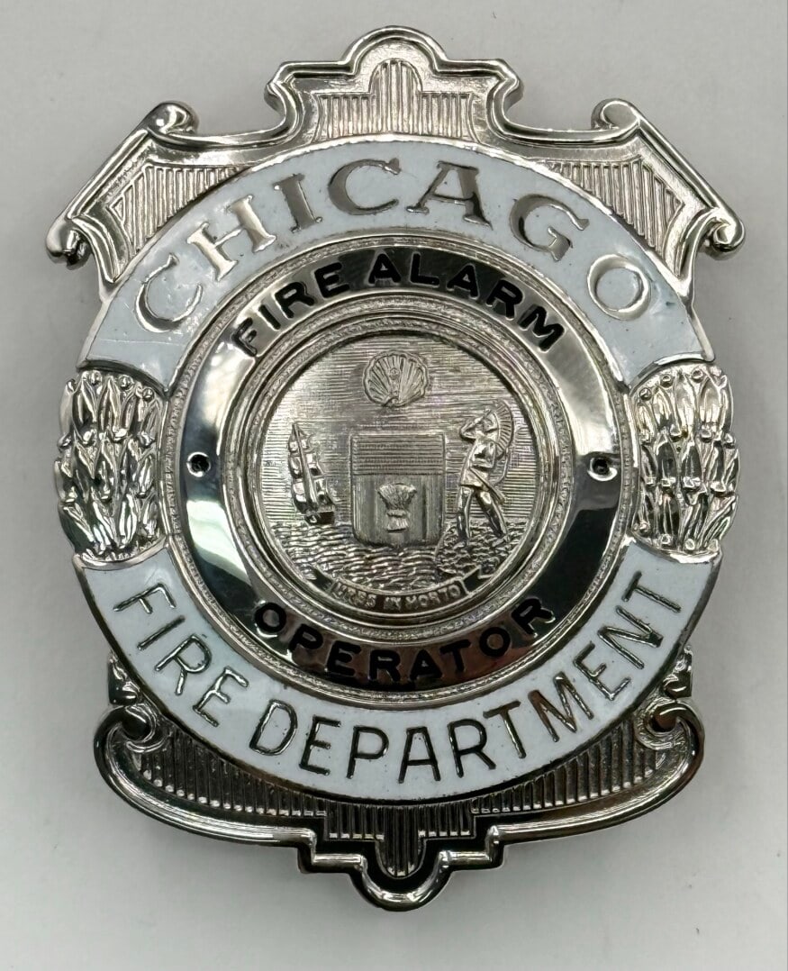 Obsolete Blackinton Chicago Fire Department Fire Alarm Operator Badge ...