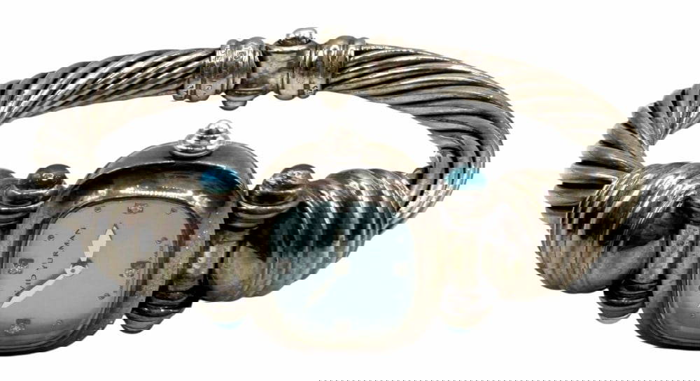 David Yurman Sterling Diamond And Blue Mother Of Pearl Dial Ladies ...