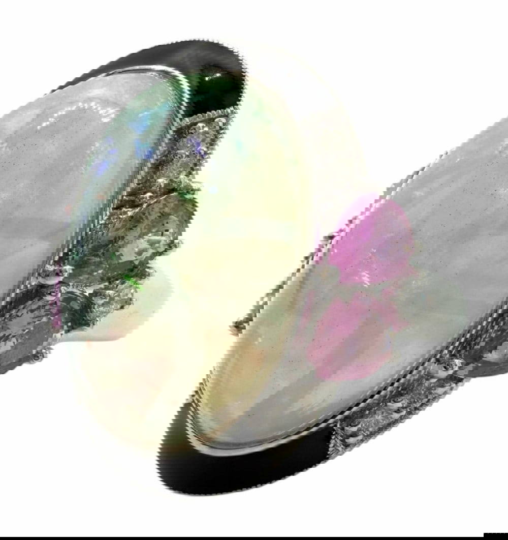 Platinum 8.93ctw Natural Opal Prink Sapphire Corundum And Diamond Ring ...