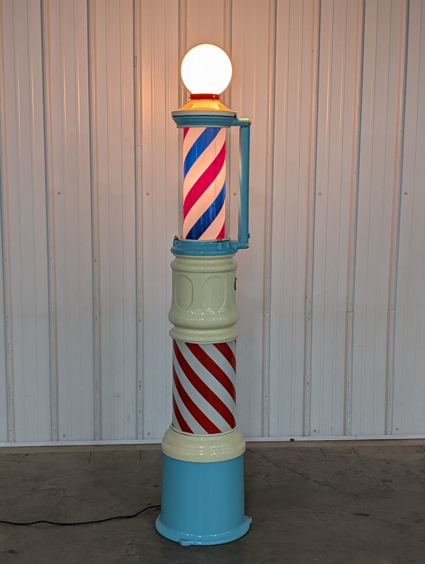 Restored Early Paidar Revolving Porcelain Freestanding Sidewalk Barber ...