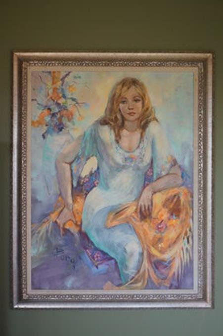 Irene Borg Oil On Canvas Painting Of A Women 29-1/2" x