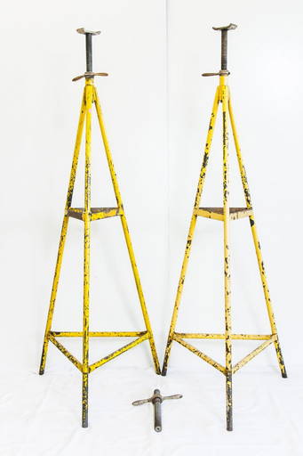 Pair Of Yellow Painted Steel Floor Jacks