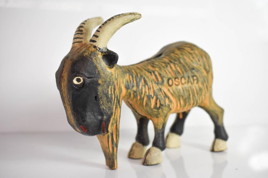 Oscar Cast Iron Goat Still Bank (rare)