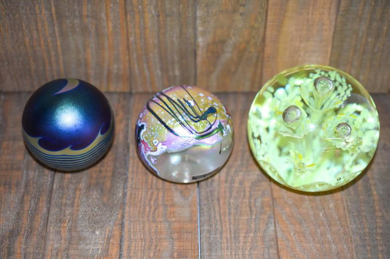 Mt Saint Helens Ash Glass Paperweight Grouping