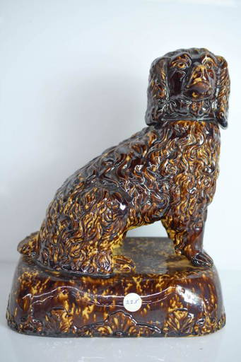 Rockingham / Bennington Spaniel Dog 19th Century