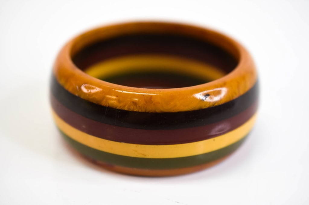 Multicolor Laminated Bakelite Bangle Bracelet Auction