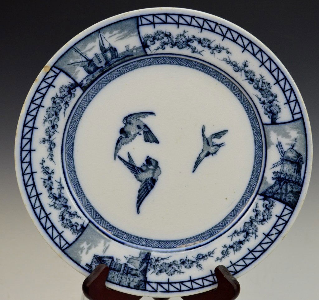 BWM&C Flow Blue Bird Plate - Mar 28, 2015 | The Saucon Valley Auction in PA
