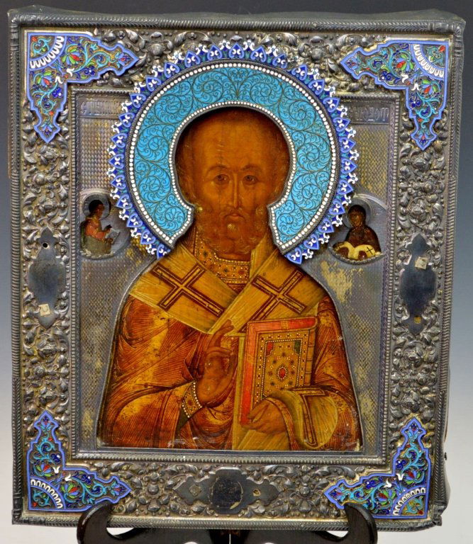 Russian Icon, St. Nicholas Silver and Enamel - Mar 28, 2015 | The Saucon Valley Auction in PA