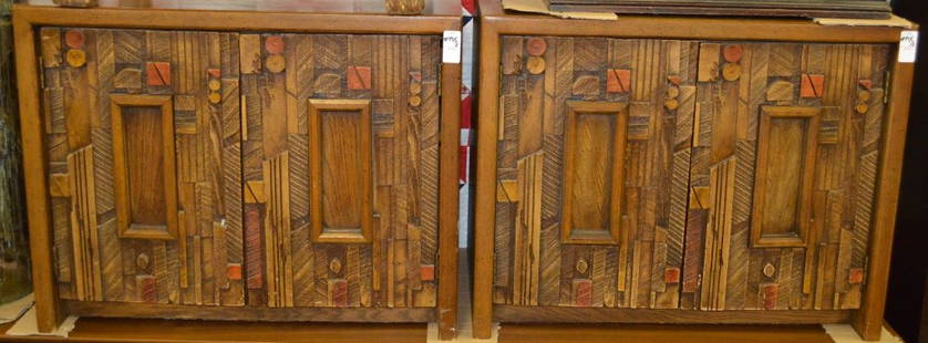 Pair Young Mfg. Paul Evans Style Side Tables. American