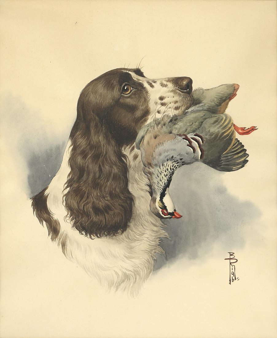 Boris Riab (1898-1975), Two Watercolors Of Springers Auction