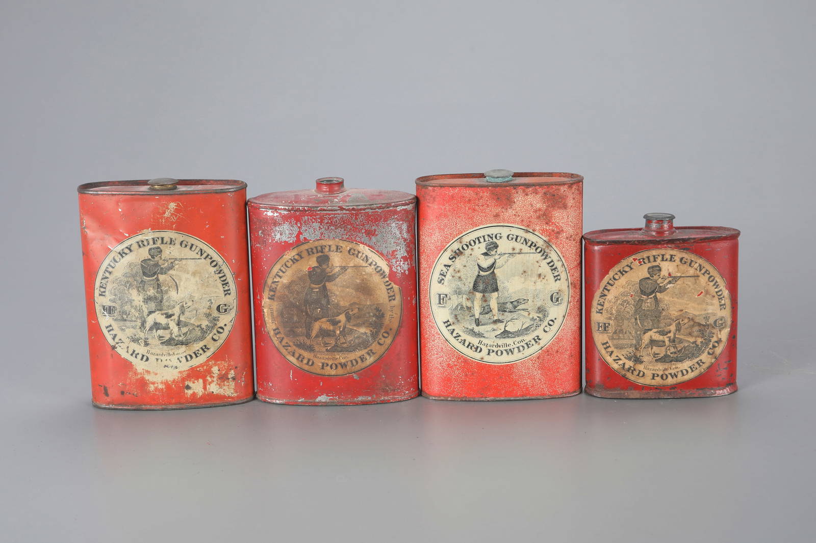 Four Hazard Rifle Co. Powder Tins Auction