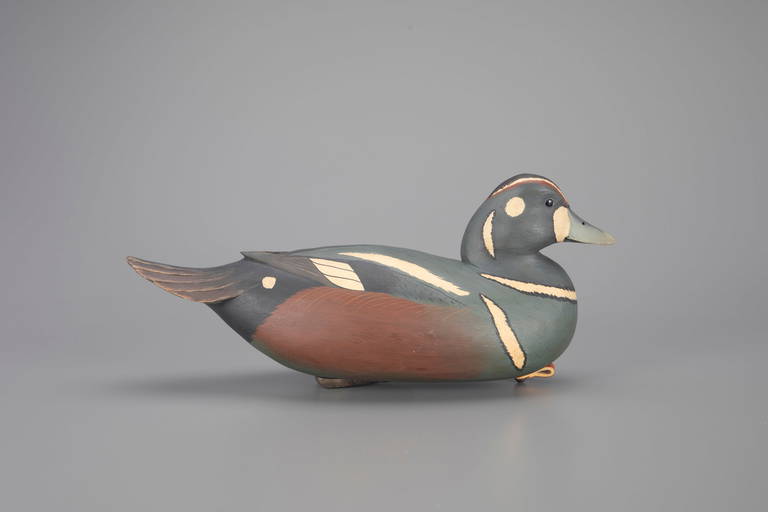 Rare Harlequin Duck Decoy By Robert "bob" White (b. 1939)