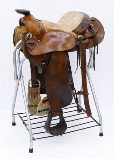 Vintage Bob Marrs Texas Leather Horse Saddle 38''x26''.