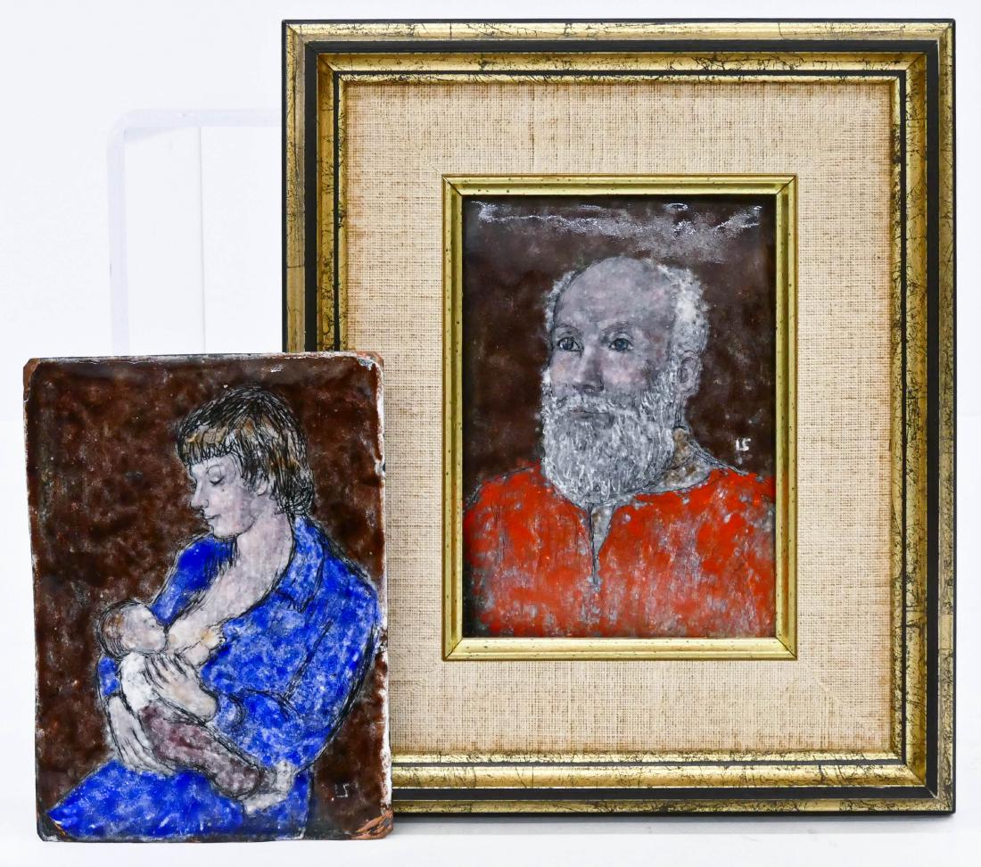 2pc Lisel Salzer (1906-2005 Austrian) Portrait Limoge