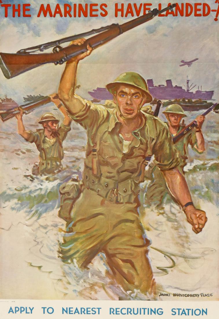 2pc WWII Marines Recruiting Posters by James Montgomery