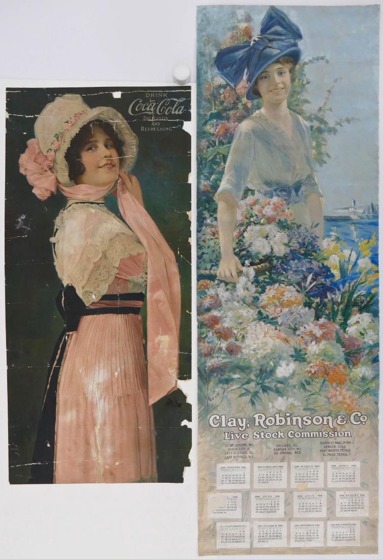 2pc Antique Advertising Women Calendars. Includes a