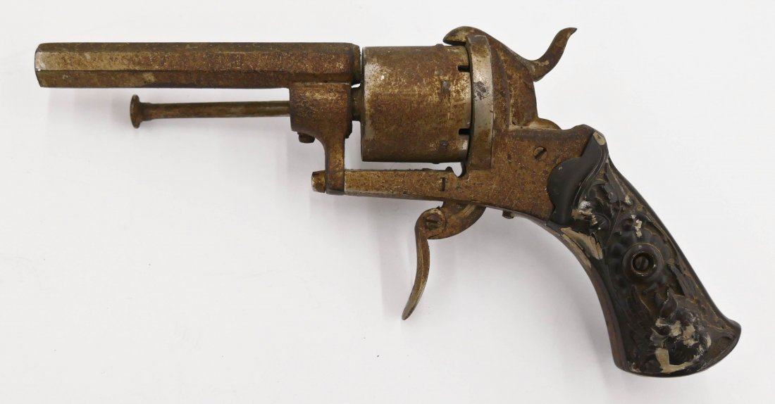 Antique European Folding Trigger Revolver 7". Six Shot
