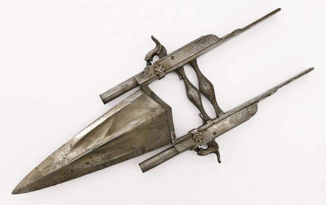 India Katar with Double Percussion Pistols Weapon