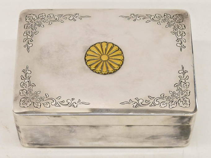 Imperial Japanese Silver & Gold Box 2.5''x6''x4.5''. A
