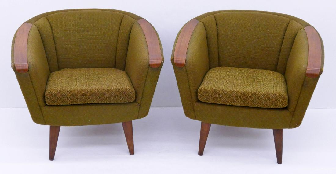 Pair P.I. Langlo Norwegian Teak Upholstered Lounge