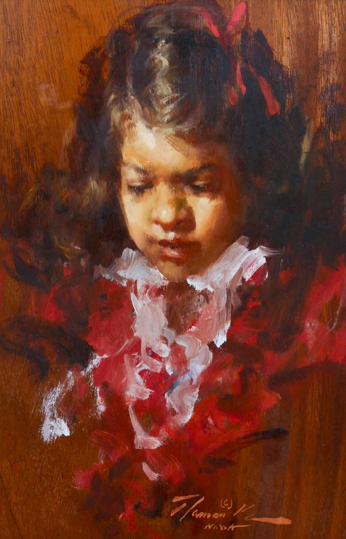 Ramon Kelly (b.1939 Wyoming) ''Red Ribbon Little Girl''