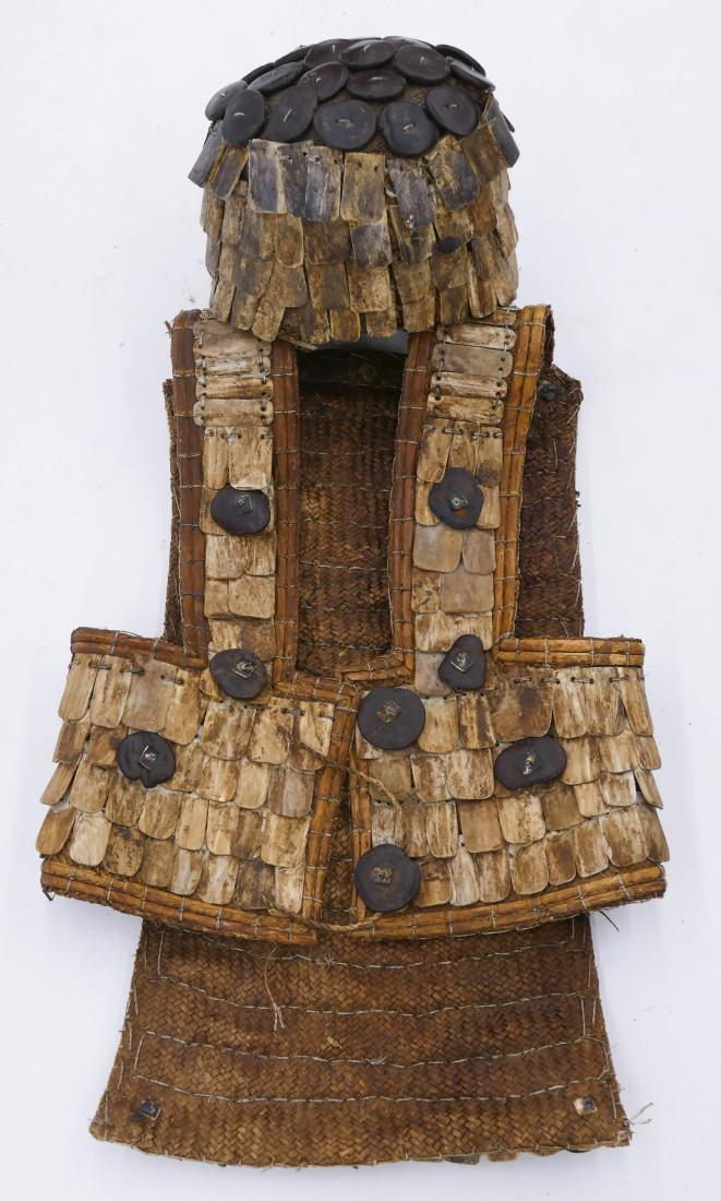 Sulawesi Toraja Warrior Bone Armor Vest & Helmet. Woven