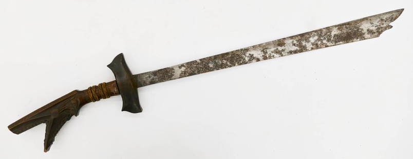 Philippines Moro Kampilan Sword 38''. Carved Wood
