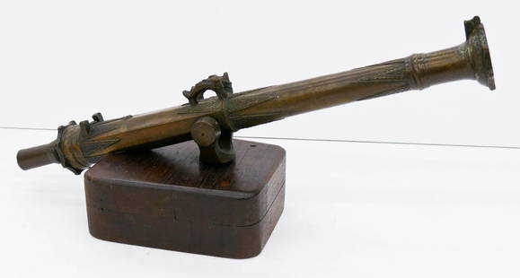 Indonesian Lantaka Decorated Bronze Cannon On Stand