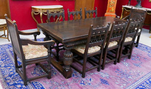 Antique English Tudor Jacobean Style Dining Table