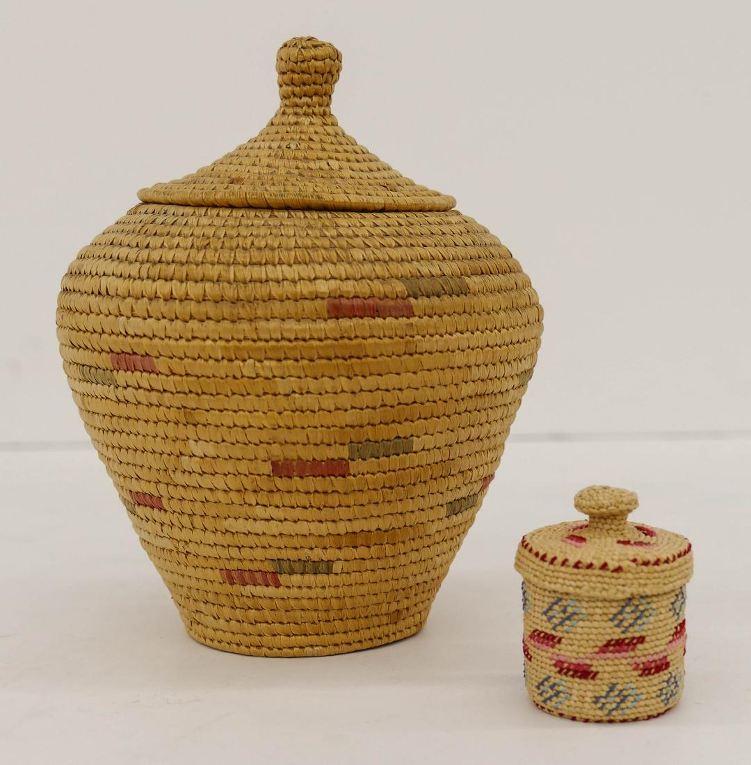 2pc Alaskan Aleut & Inuit Miniature Indian Baskets.
