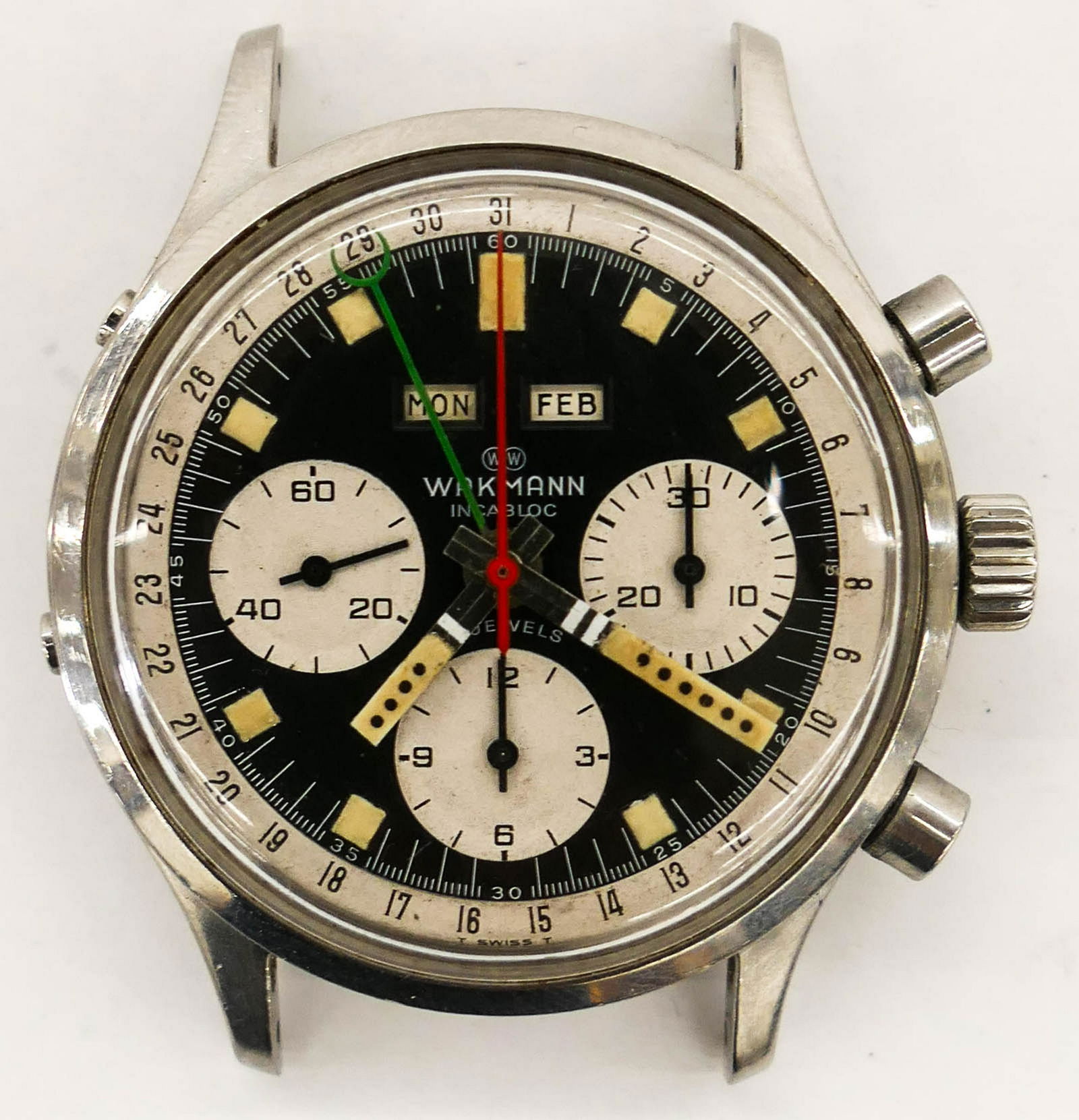 Vintage Wakmann Incabloc Chronograph Wrist Watch. - Aug 30, 2019 | MBA ...