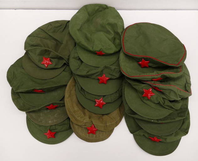 14pc Chinese Communist Green Caps & Berets