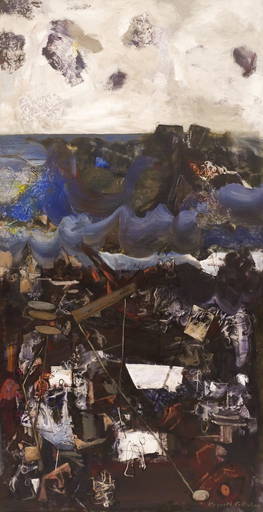 Kenneth Callahan ''the Shore'' 1969 Oil On Canvas