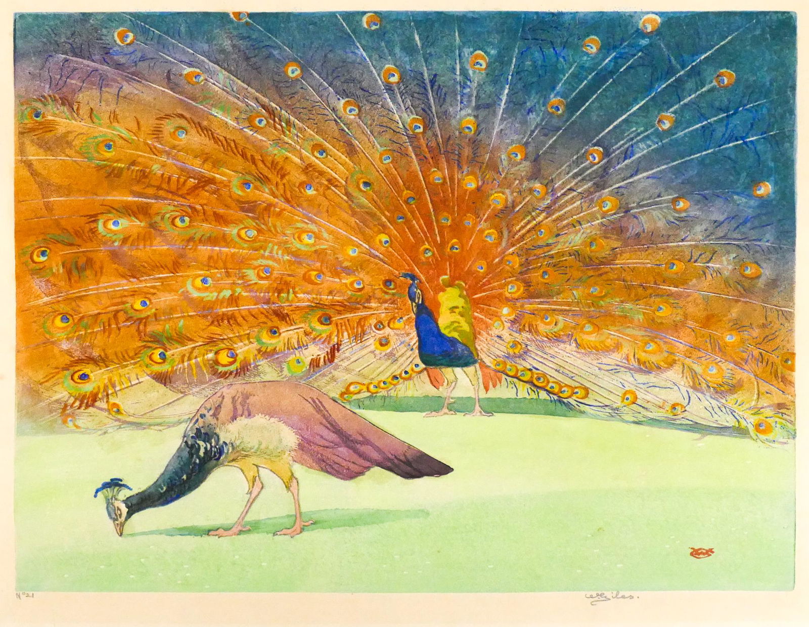 William Giles 'sic Transit Gloria Mundi' Color Woodcut, C. 1924