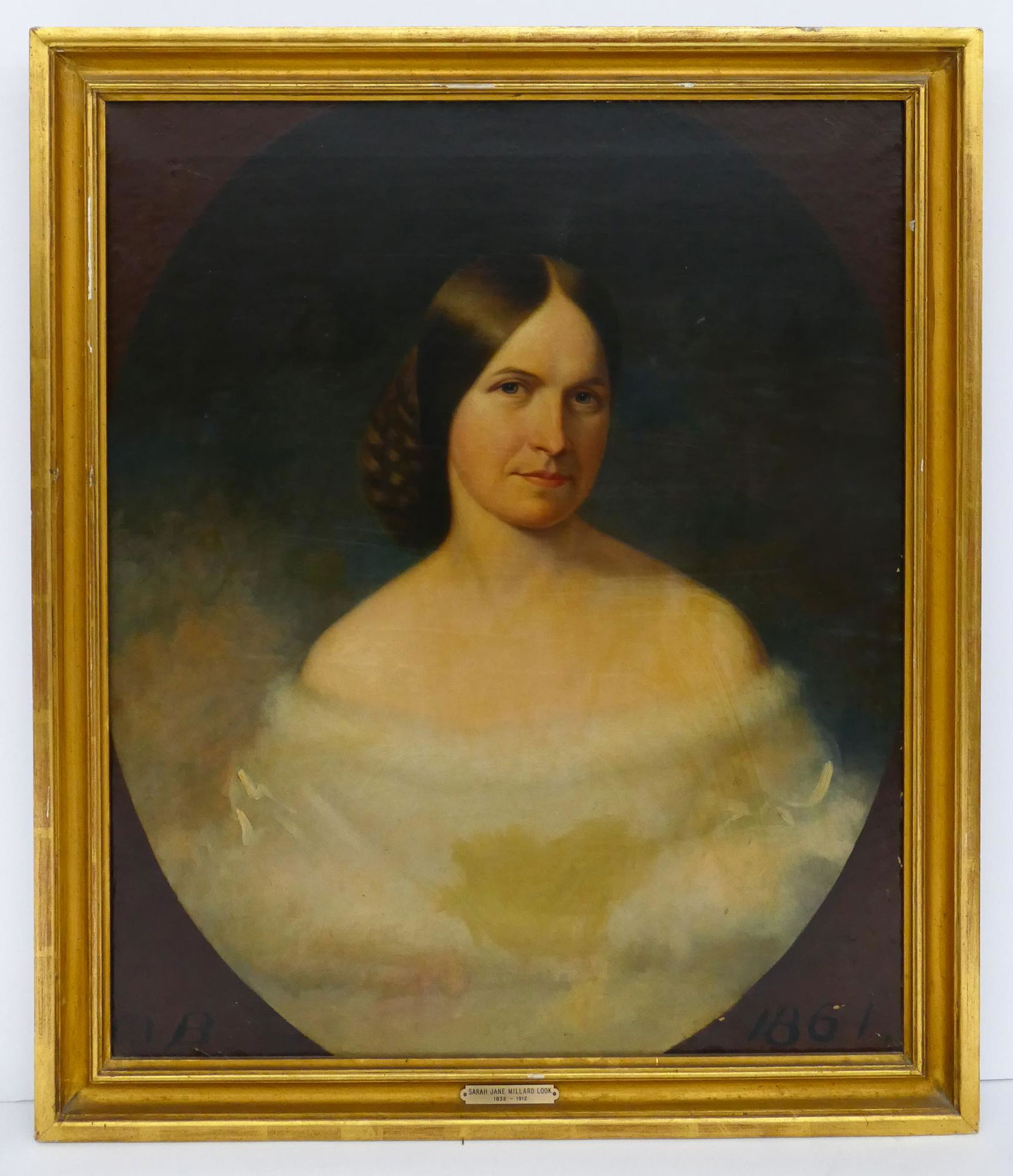 Antique Portrait of Sarah Jane Millard Look Oil on Canvas, 1861 - Mar ...